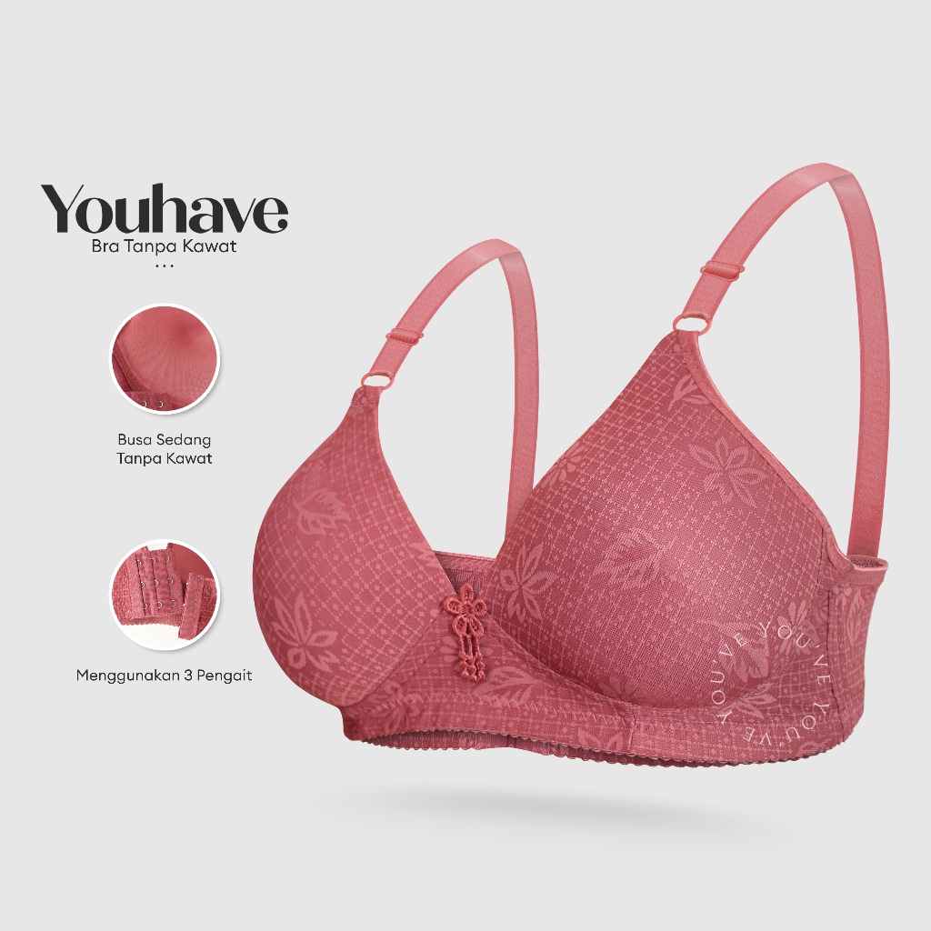 Jual You've (YouHave) BH Bra Wanita BH Tanpa Kawat Motif Bunga Bra ...