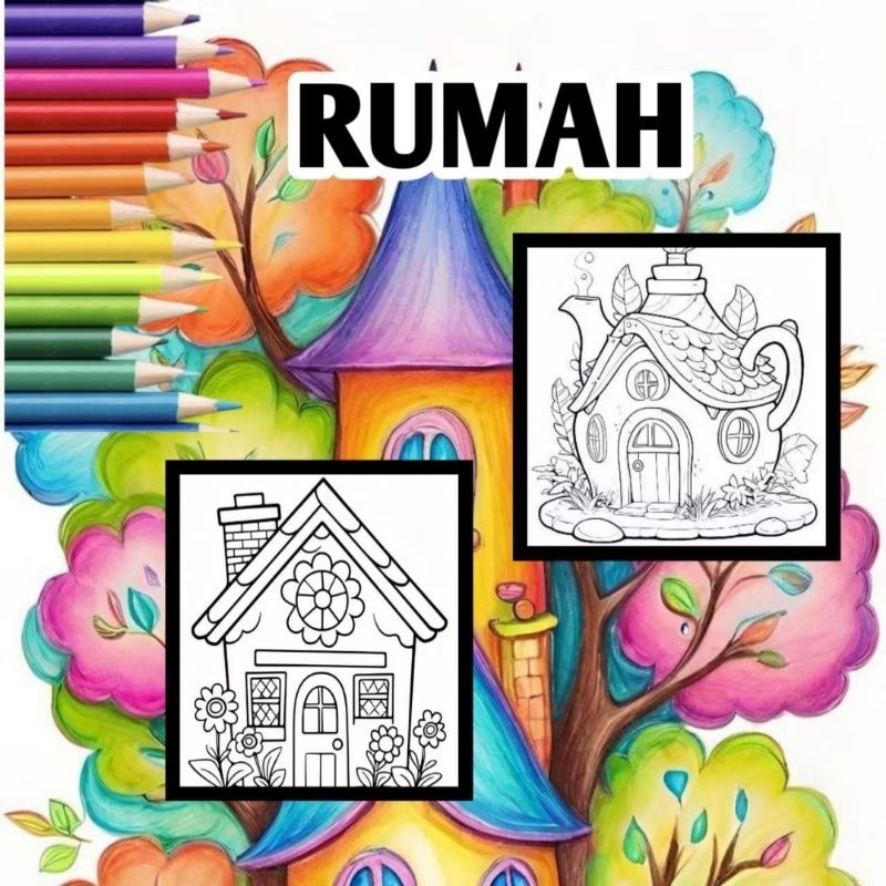 Jual KERTAS MEWARNAI A5 TEMA RUMAH /COLORING BOOK / KERTAS GAMBAR ...