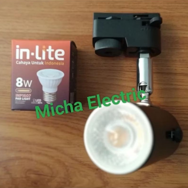 Jual Kap Lampu Track Rell E27 + Inlite Lampu Spotlight 5W/8W E27 (1Set Lampu) | Shopee Indonesia