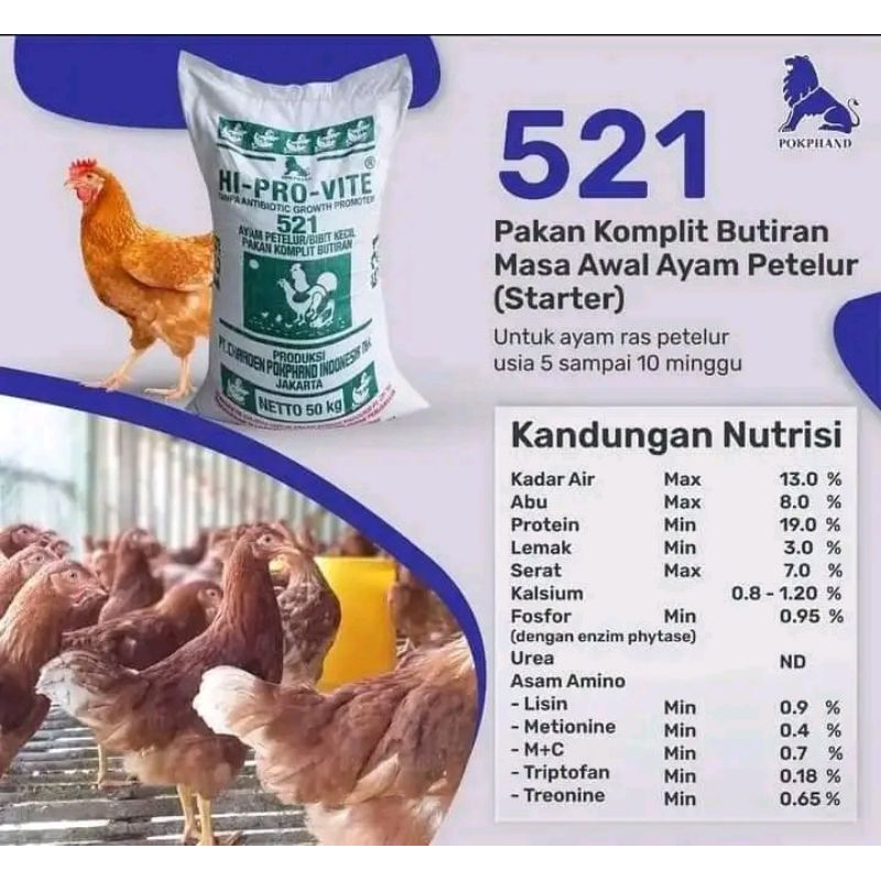 Jual Pakan Ayam Petelur Pakan Ayam 521 Makanan Ayam Murah 1 kg | Shopee ...