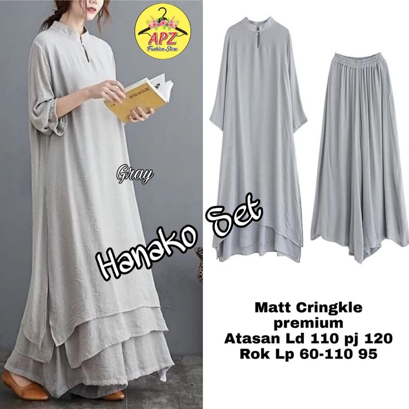 Jual Hanako Setelan Wanita Rok Skirt Polos Crinkle Airflow One Set Basic Model Susun Ld 110 ...