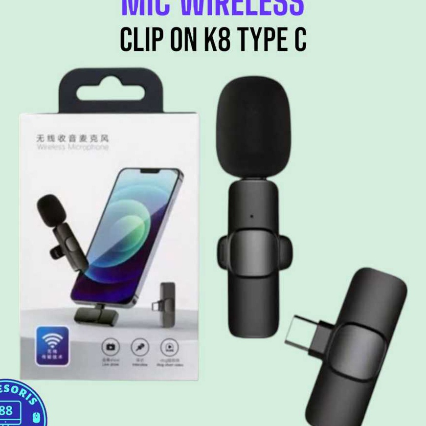 Jual KI3 K8 MIC CLIP ON TYPE C WIRELESS YOTUBER MIC YOUTUBER BLUETOOTH ...