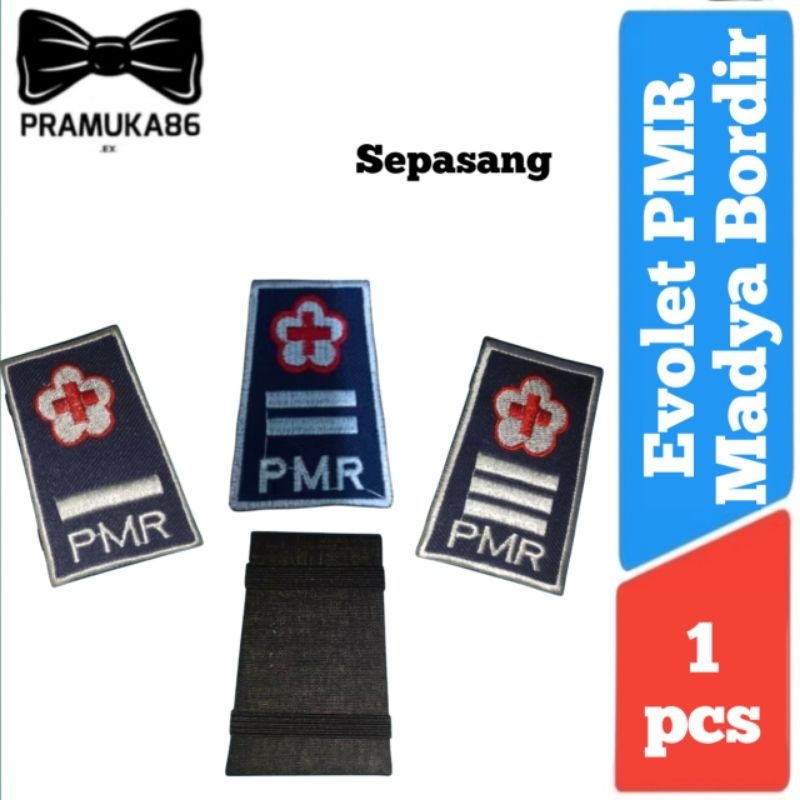 Jual Sepasang Evolet PMR Madya (Biru) Bordir / Tanda Pundak Palang Merah Remaja Madya Bordir ...