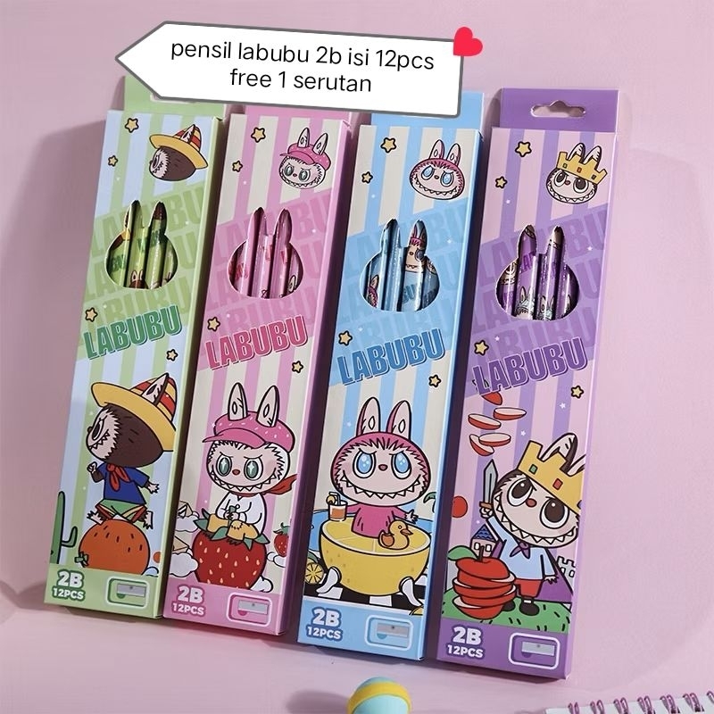 Jual pensil labubu set / pensil labubu 2b / alat tulis labubu / serutan ...