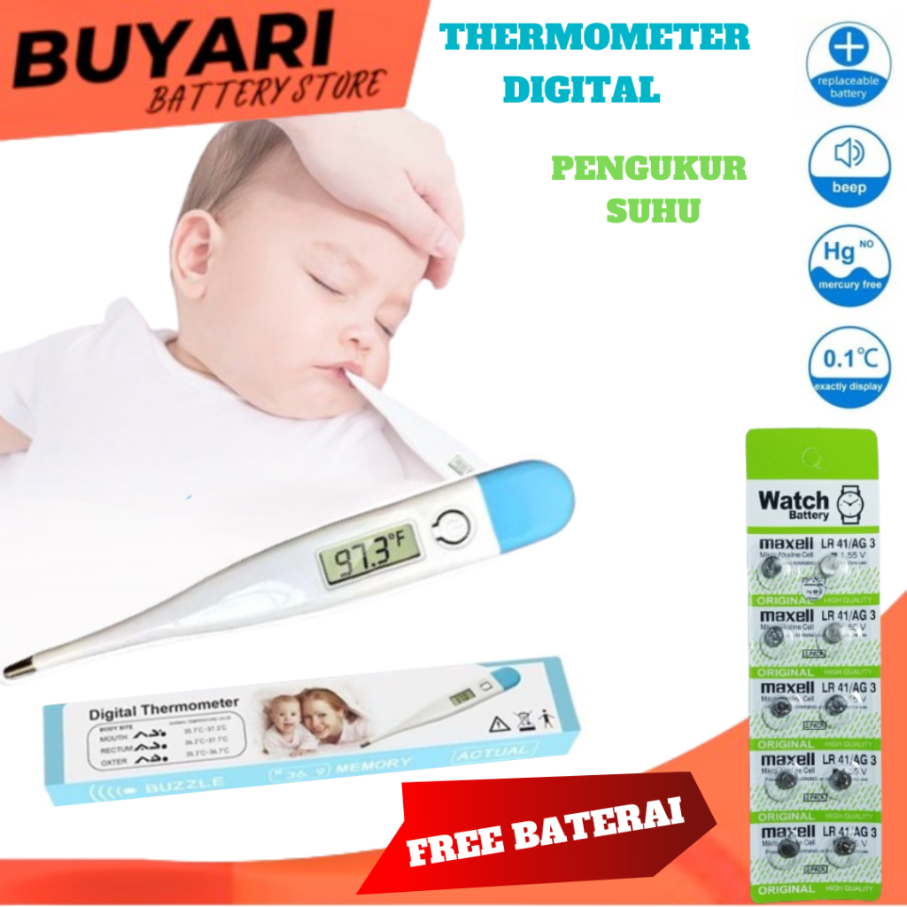Jual FREE BATERAI!!! Thermometer Digital Anak Bayi Dewasa ORIGINAL ...