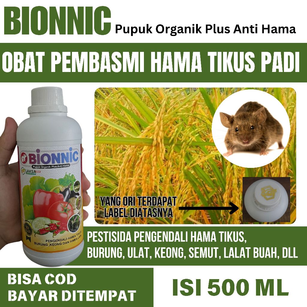 Jual PENGUSIR HAMA TIKUS PADI SAWAH BIONNIC isi 500 ML Pupuk Organik ...