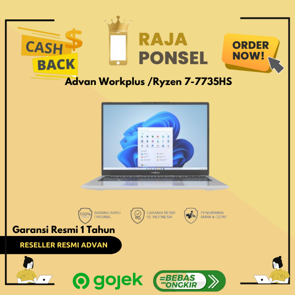 Jual Advan Workplus /Ryzen 7-7735HS/16GB/512GB SSD/14″ FHD IPS/Win 11 ...
