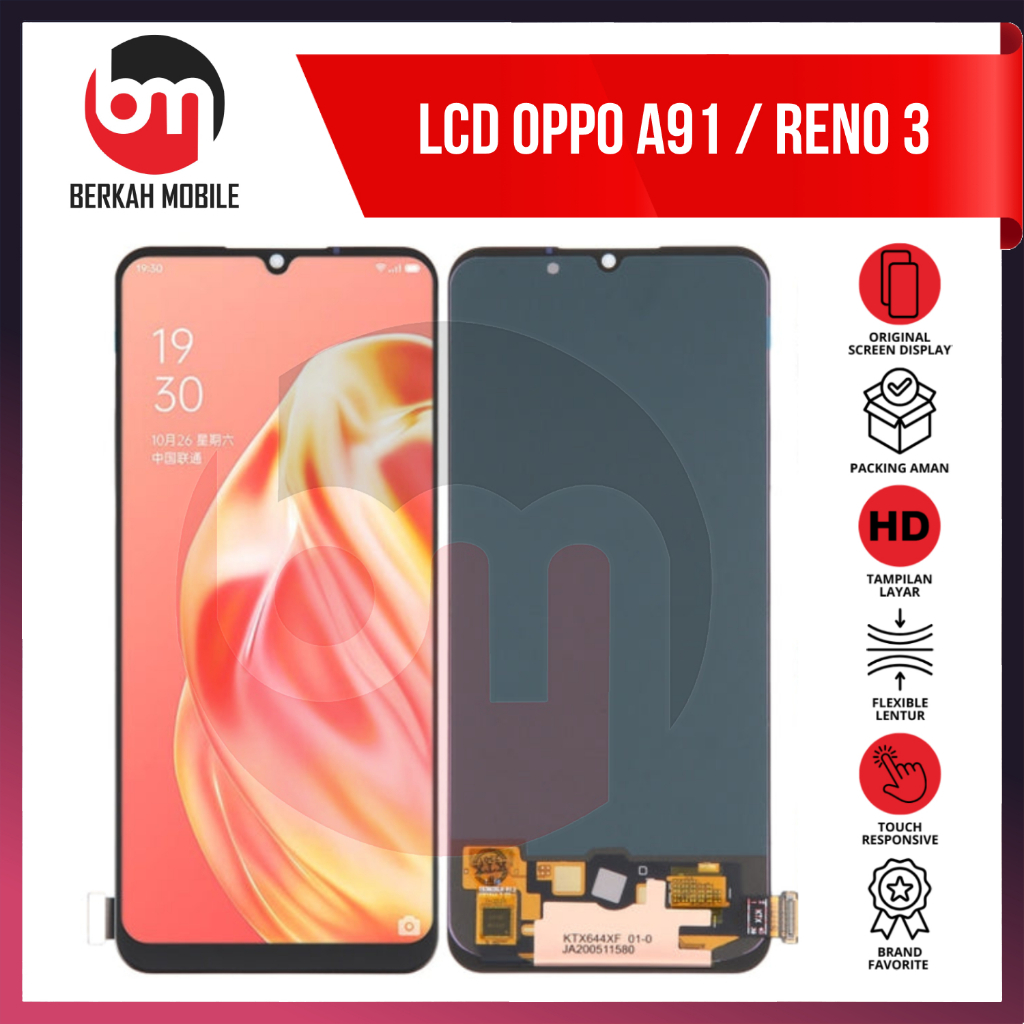Jual LCD A91 / RENO 3 OLED FINGERPRINT ORIGINAL BERGARANSI FREE PACKING DUS & LEM | Shopee Indonesia