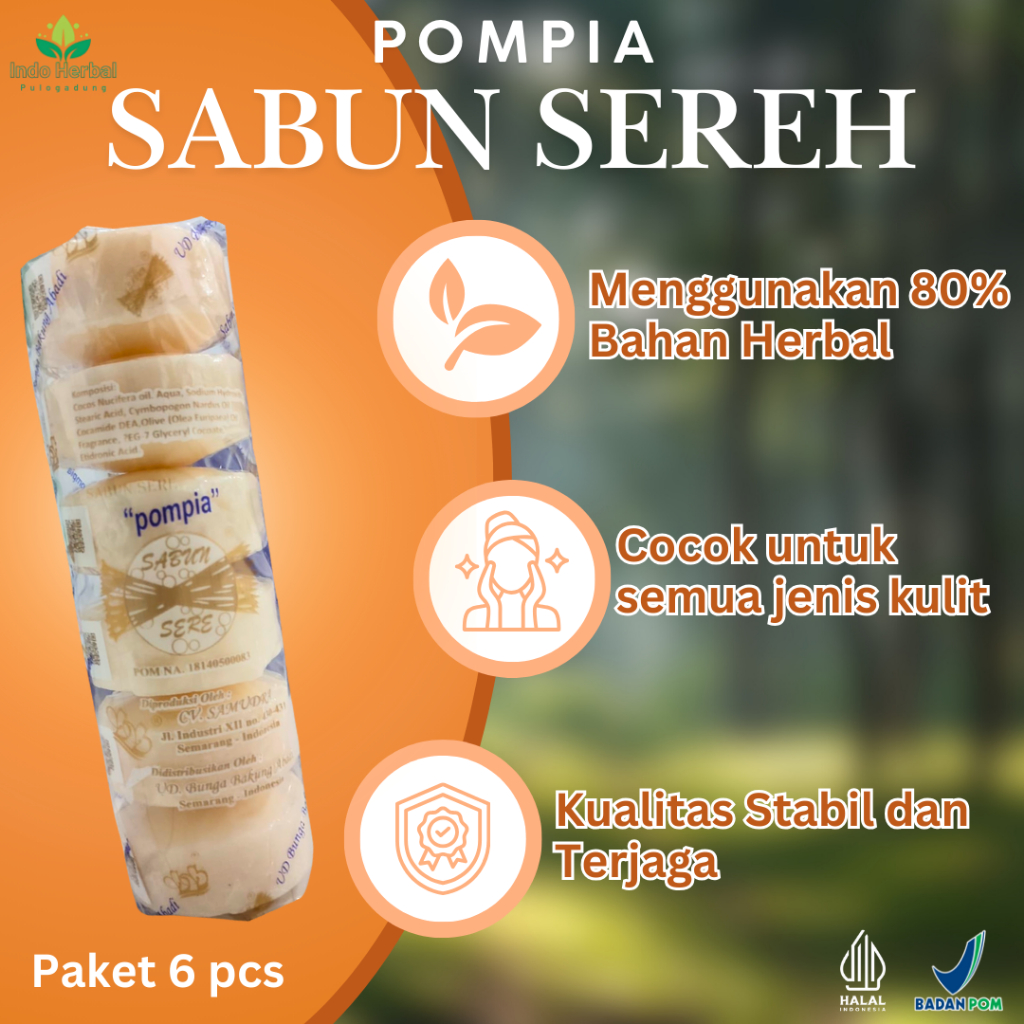 Jual POMPIA - Paket 6pcs Sabun Sereh Bunga Bakung - Sabun Herbal Cocok ...