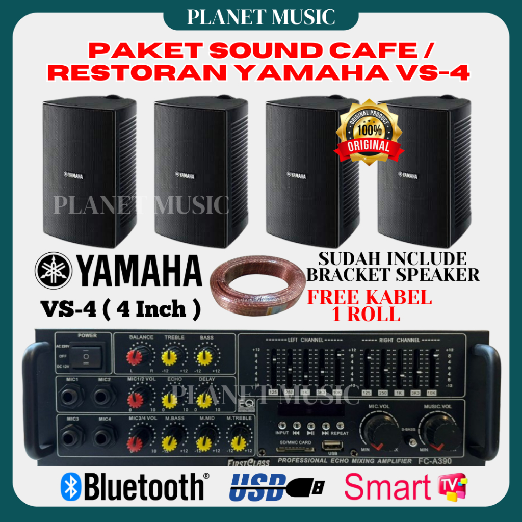Jual Paket Sound Musik Cafe 4 Titik Speaker YAMAHA VS-4 Original Ampli Bluetooth | Shopee Indonesia