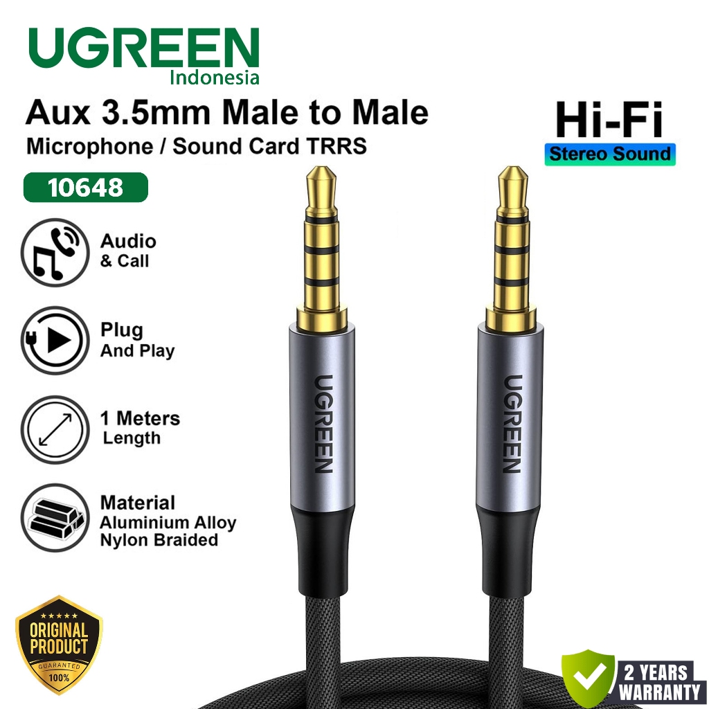 Jual UGREEN 10648 Kabel AUX Audio Jack 3.5mm Male to Male Jack 3.5 mm 4 ...