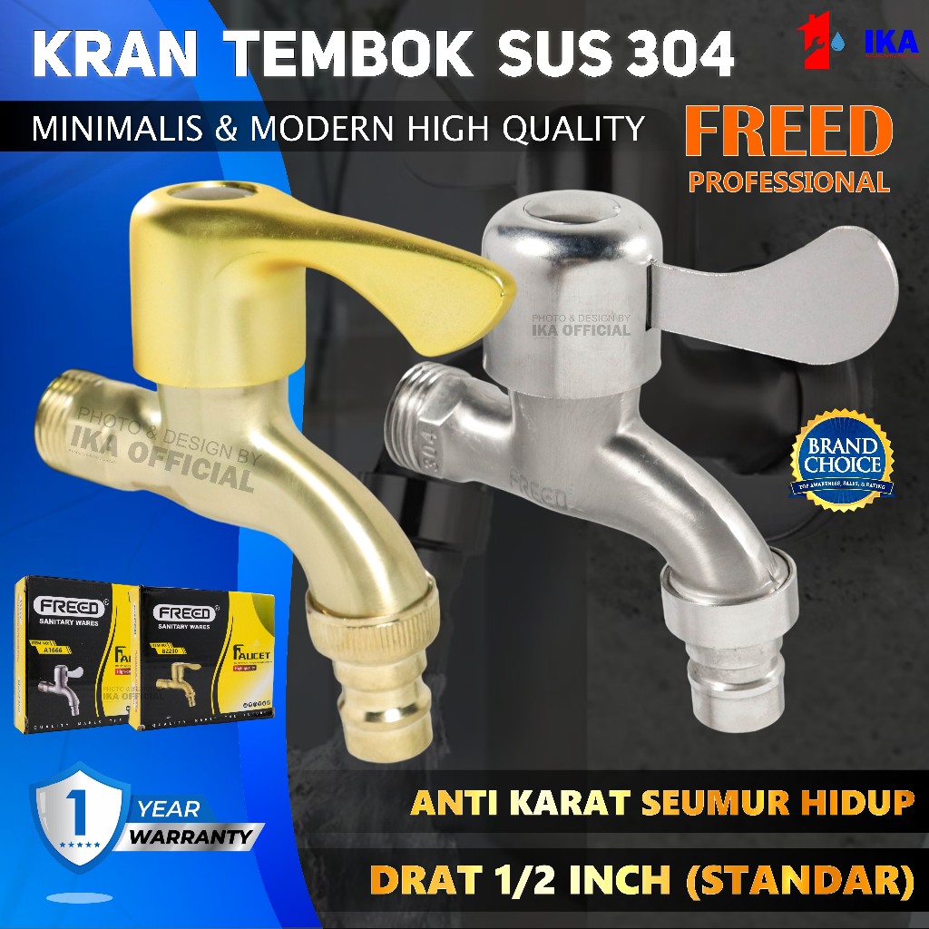 Jual Kran Tembok Taman Engkol Stainless Steel SUS 304 / Kran Air Tembok ...