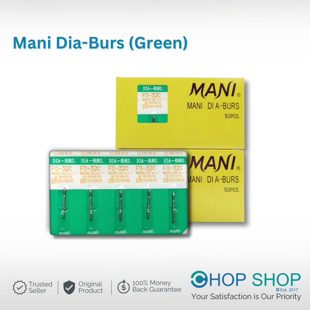 Jual MANI BUR Mani Dental Diamond Bur Hijau Coarse type BR TR TF TCSF SI FO WR | Shopee Indonesia