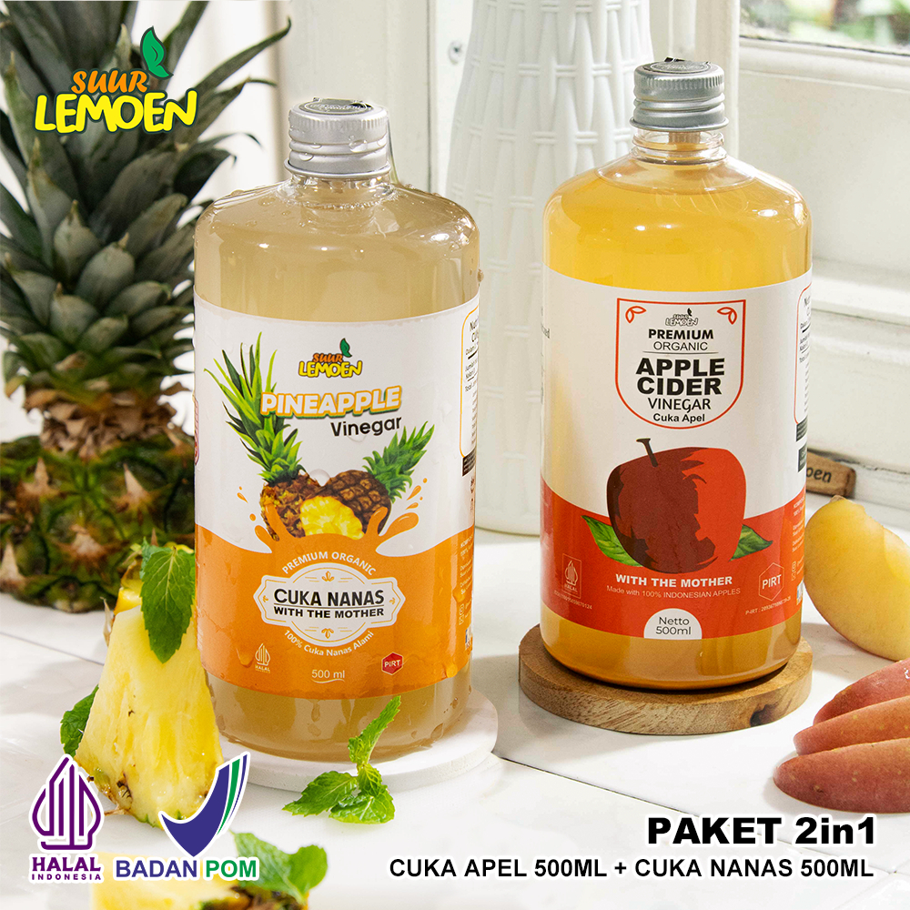 Jual Suur Lemoen - Paket Hemat Cuka Nanas 500ml dan Cuka Apel 500ml ...
