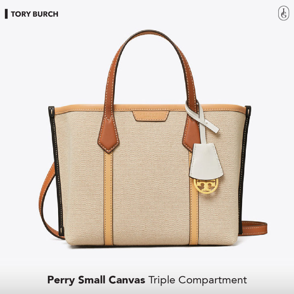 Jual Tory Burch Perry Small Canvas Triple Compartment | Shopee Indonesia