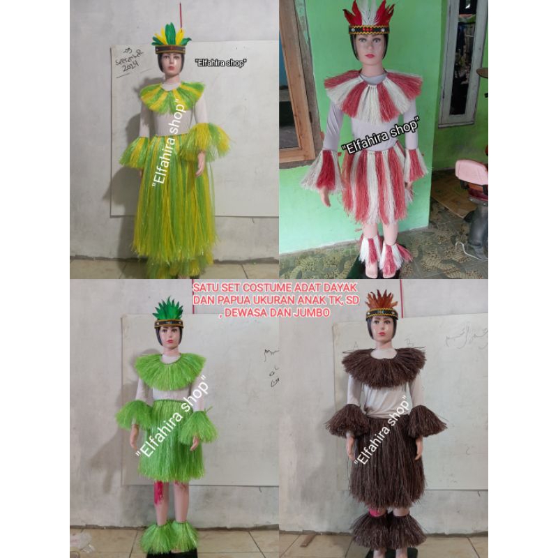 Jual SATU SET costume adat papua ukuran ANAK - JUMBO ||rok rumbai tali ...