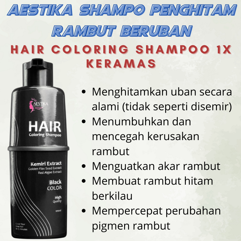 Jual Aestika Shampo Penghitam Rambut Beruban - Hair Coloring Shampoo 1x ...