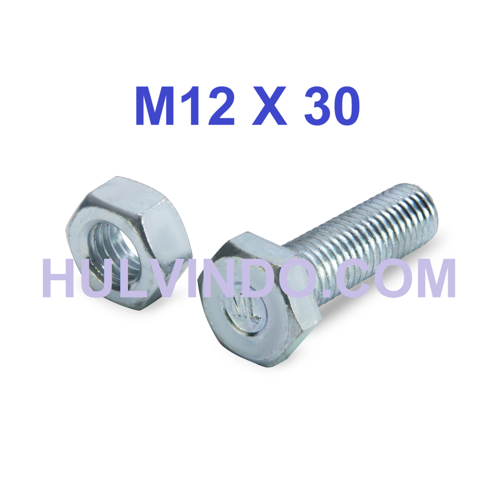Jual BAUT MUR HEX PUTIH M12 X 30 | Shopee Indonesia