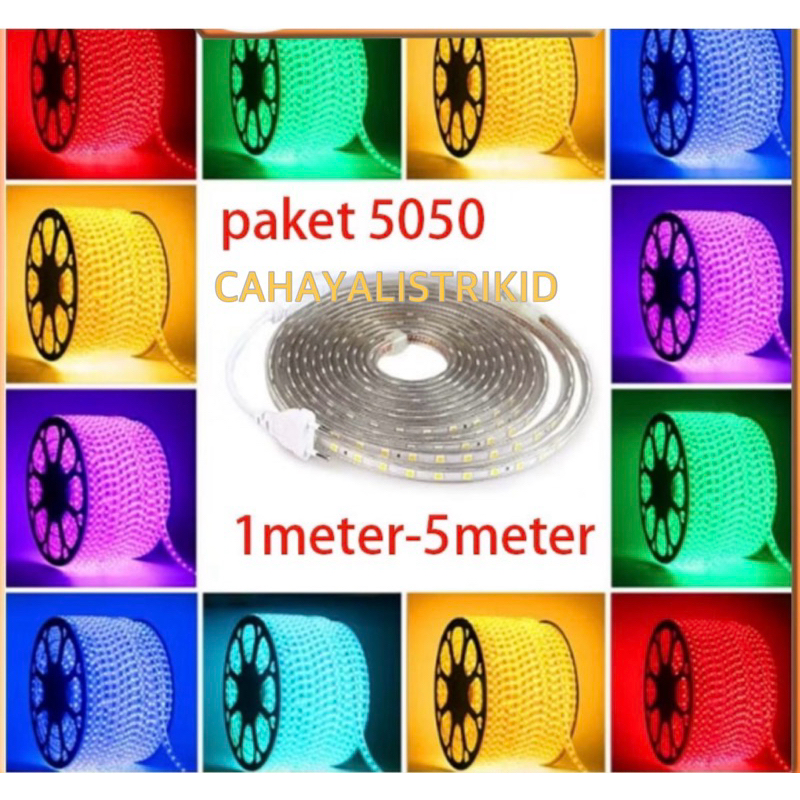 Jual PAKET LAMPU LED STRIP SELANG 220V 1M 2M 3M 4M 5M LENGKAP TINGGAL ...