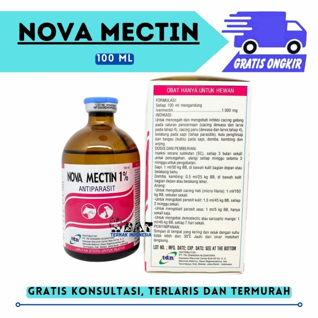 Jual NOVA MECTIN 100ml - Obat Anti Parasit Cacing Gudik Kutu Caplak ...