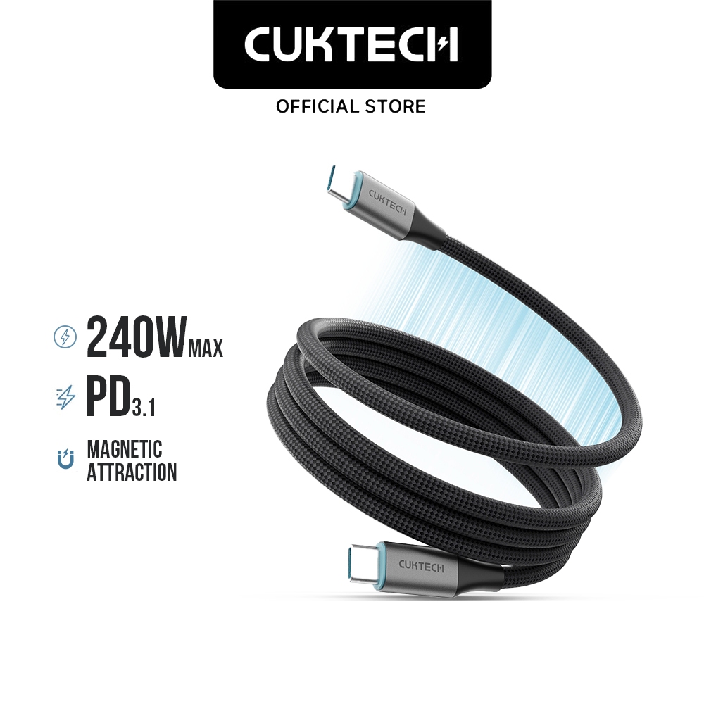 Jual Cuktech CMC610 Kabel Data 240W Magnetic Liquid Silicone Fast Charging Cable Type-C to Type ...