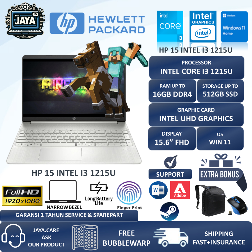 Jual Laptop HP 15 INTEL I3 1215U RAM 16GB 512GB SSD FULL HD FINGERPRINT ...