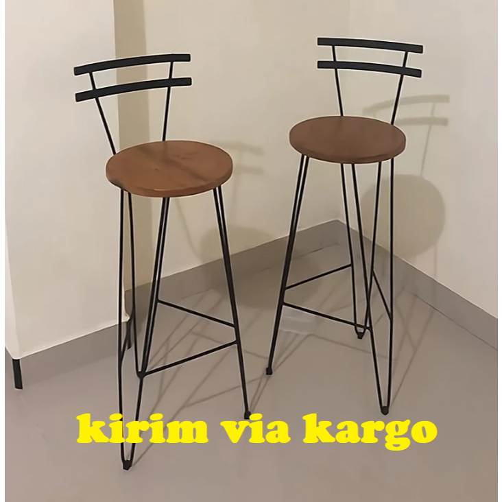 Jual KARGO / BANGKU CAFE / KURSI CAFE MODERN BESI MIX KAYU | Shopee ...