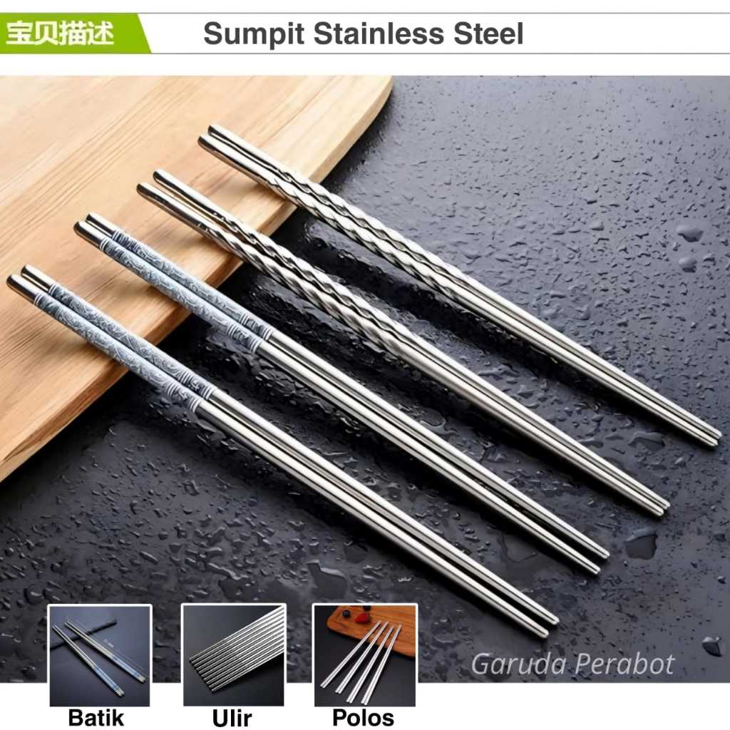 Jual Sumpit Stainless Steel Isi 20 pcs (10 Pasang) / Sumpit Makan Korea ...
