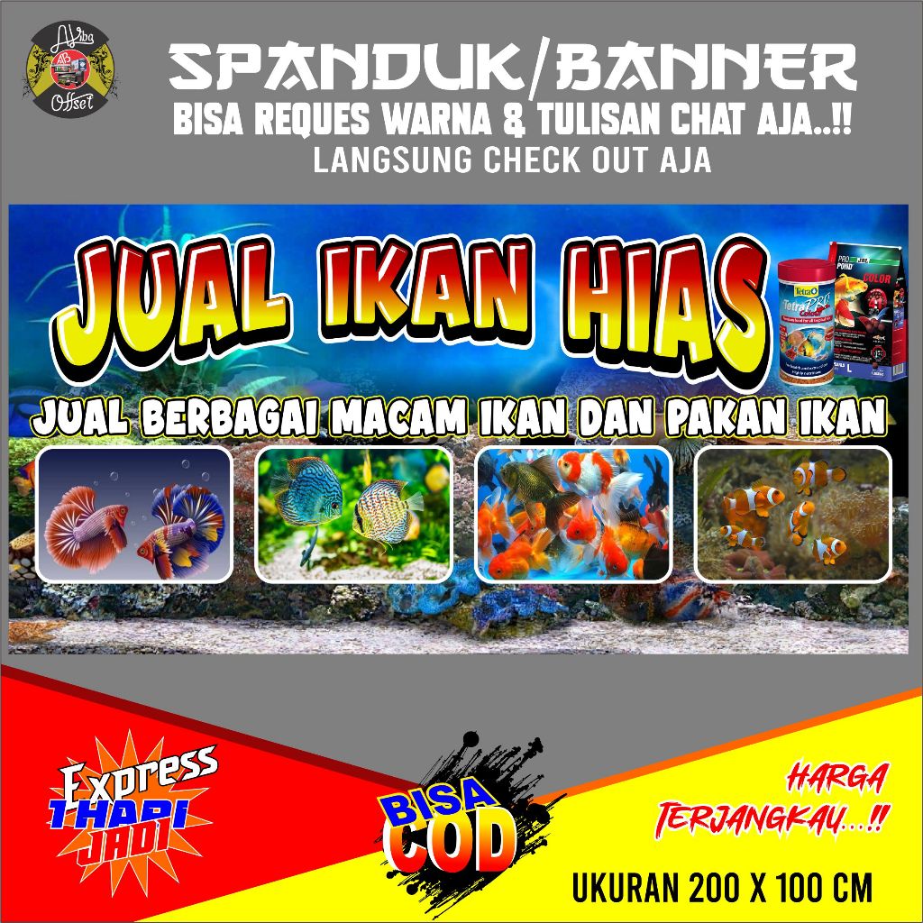 Jual SPANDUK JUAL IKAN HIAS UKURAN 200X100CM | Shopee Indonesia