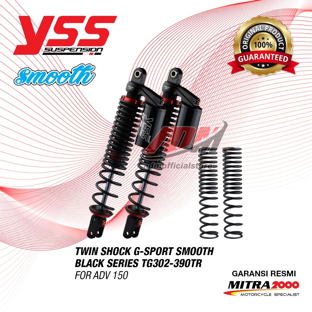 Jual YSS Twin Shock G-Sport Smooth Black Series for ADV 150 (TG302-390TR) | Shopee Indonesia
