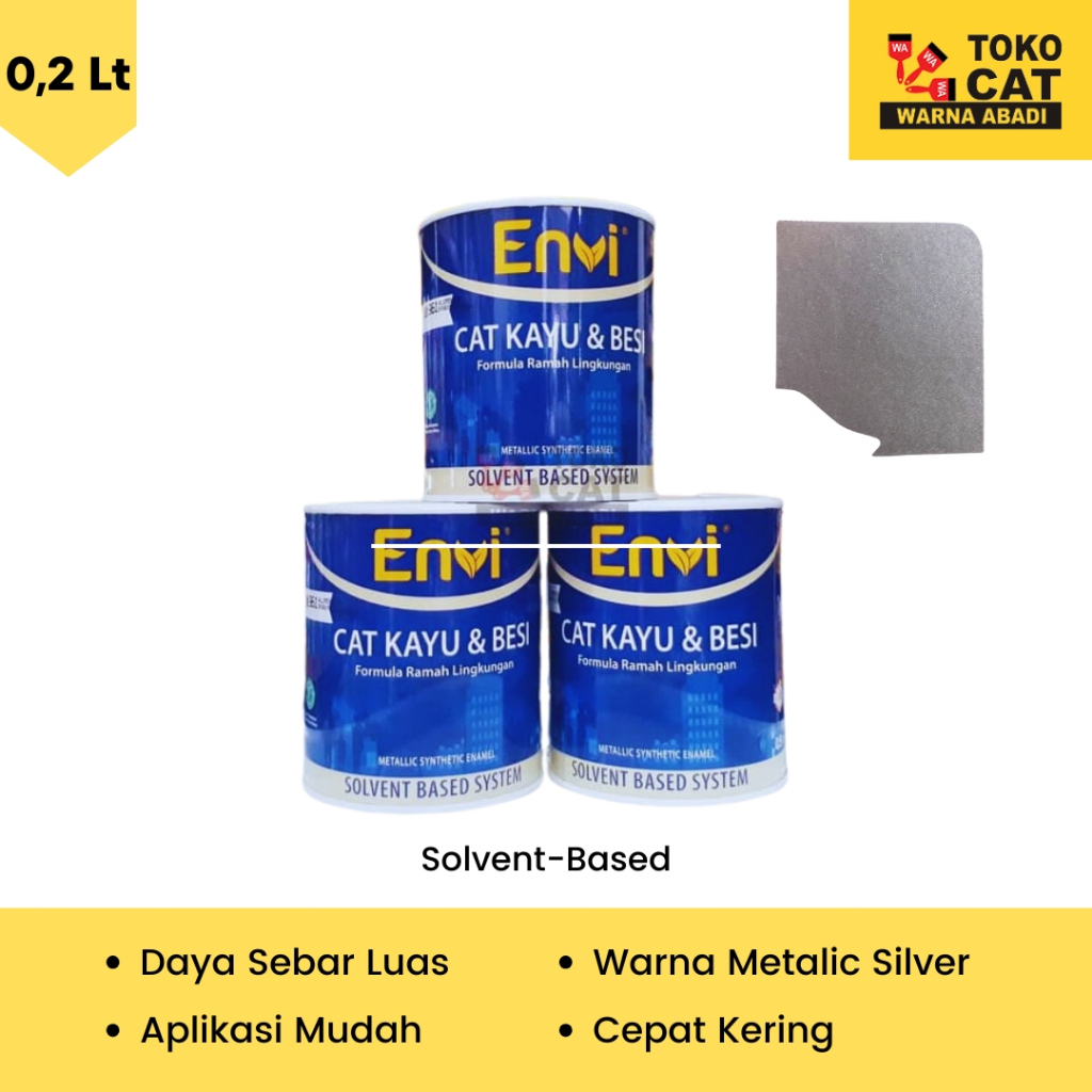 Jual CAT MINYAK ENVI WARNA SILVER 0.2 LITER ( UNTUK KAYU & BESI ...
