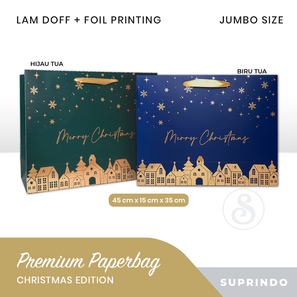 Jual Premium Paper Bag NATAL JUMBO Foil uk. 45 x 15 x 35 cm | Shopee ...