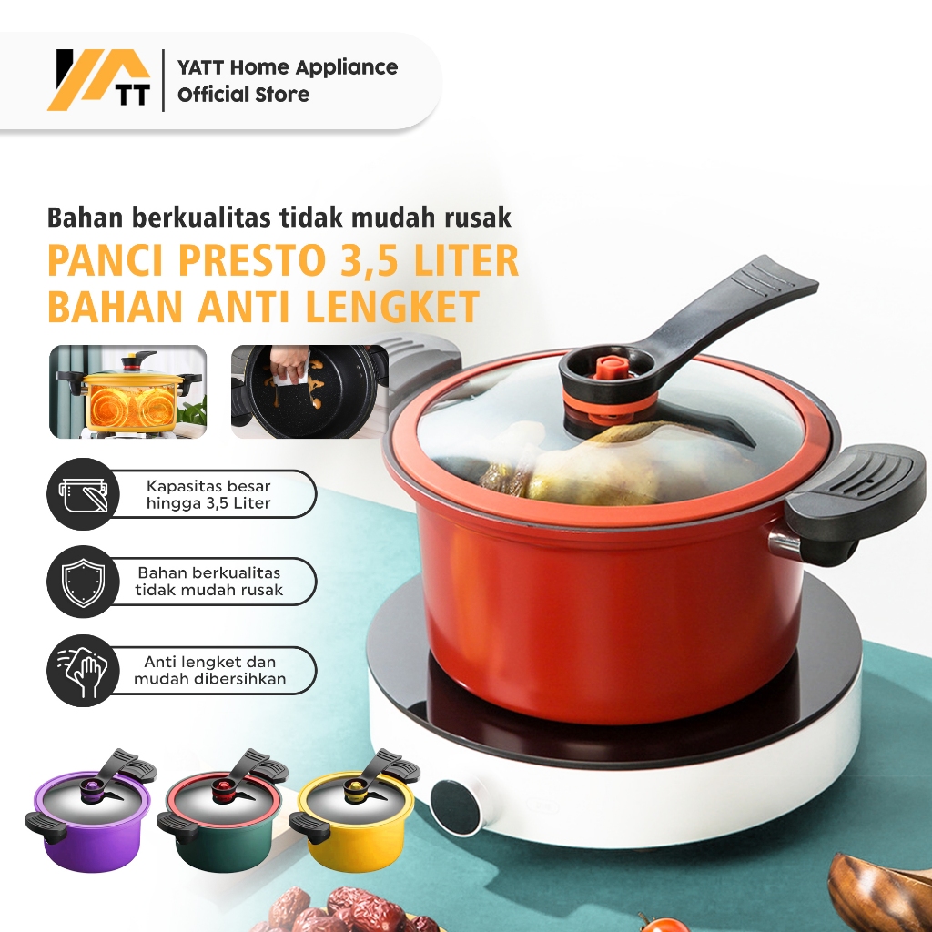 Jual YATT Panci Presto Teflon Totipotent /Micro Pressure Cooker Pot 3.5L Anti Lengket ...