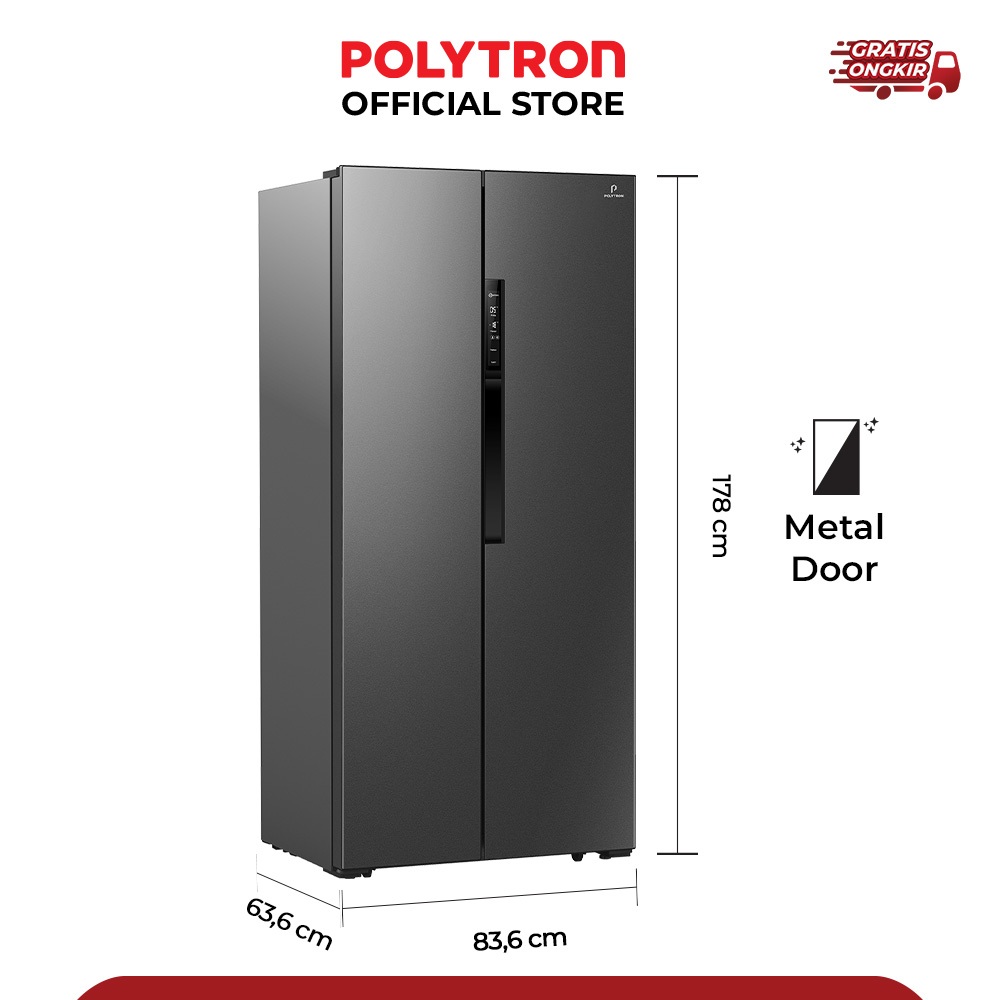Jual POLYTRON Kulkas 2 Pintu Side By Side 450 liter PRS 455S | Shopee ...