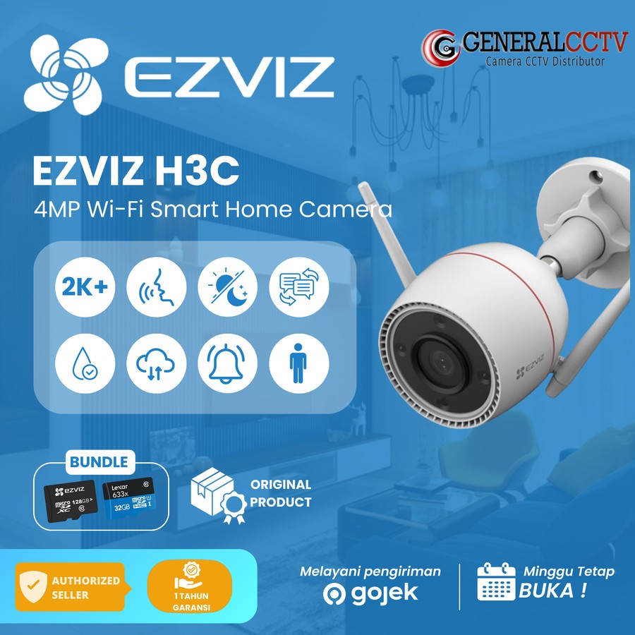 Jual Camera IP WiFi CCTV Ezviz H3C 4MP 2K⁺ Wi-Fi Smart Home Network ...