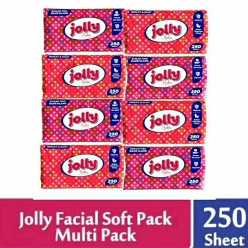 Jual Tisu Tissue Jolly 250 sheets 2 ply tissue wajah facial tissue ...