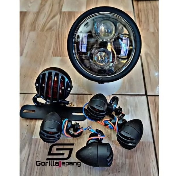 Jual lampu depan led bulat day maker set lampu stop gril dan sen tralis ...