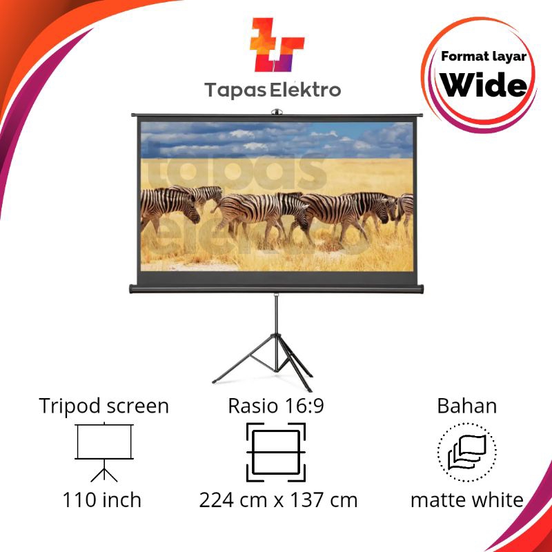 Jual Layar Proyektor Tripod 110 in 16:9 244cm x 137cm | Screen ...