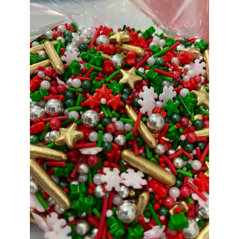 Jual Edible Sprinkle manik manik hiasan tema Natal christmas (1cup 20gr ...