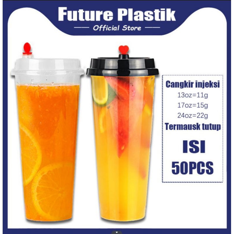 Jual PENJUALAN PABRIK (ISI 50PCS) Cup Gelas + Tutup Lid / U Cup Plastik ...