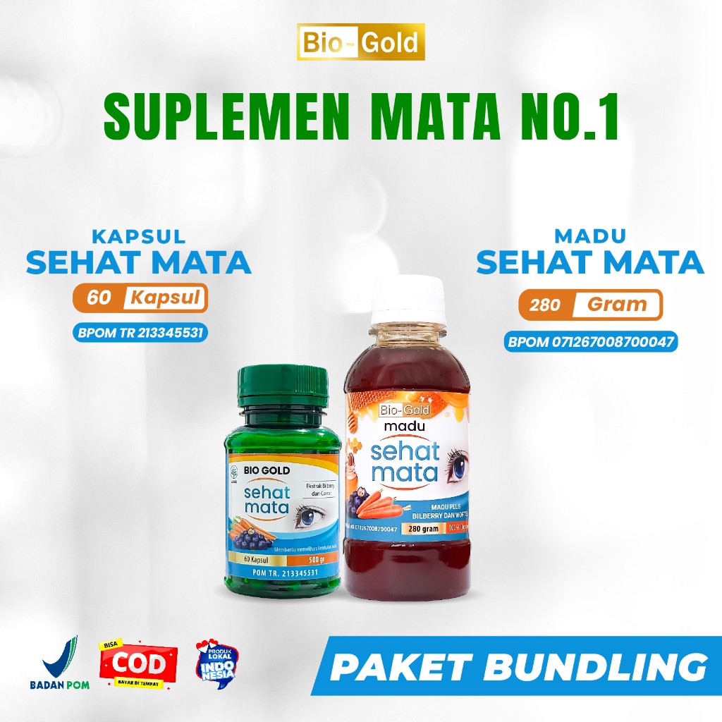 Jual Bio Gold - Bundling 1 Botol Kapsul Sehat Mata & 1 Botol Madu Sehat ...