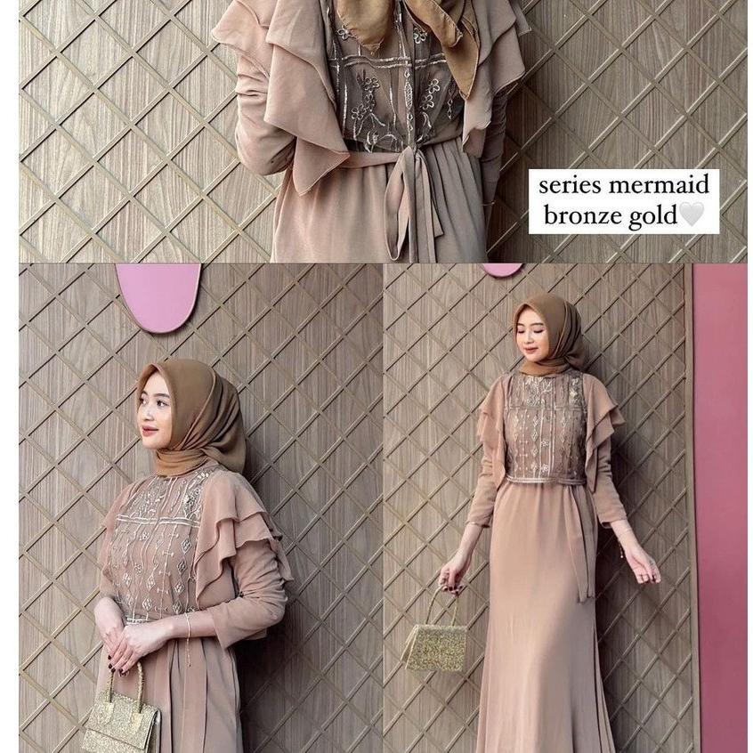 Jual COD - Lauren Mermaid Dress Gamis Dea Muslim Wanita Modern Kekinian ...