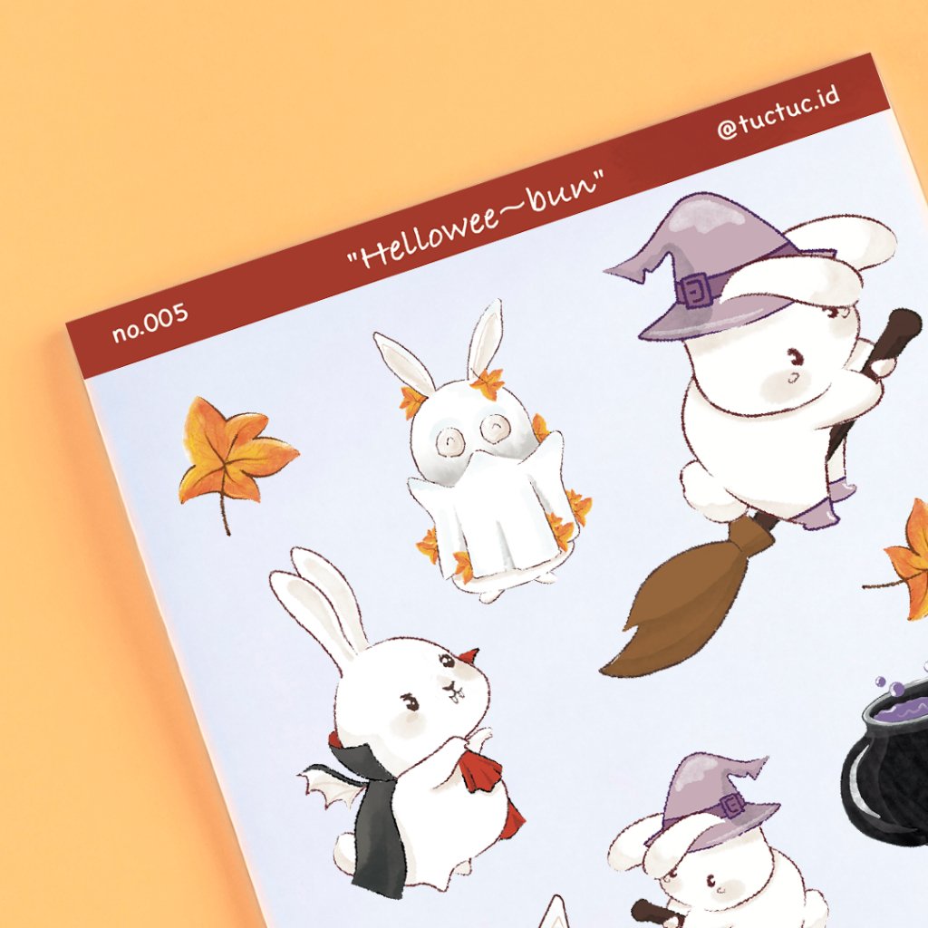 Jual tuctuc.id Stiker UV BUNANA HELLOWEE BUN no.005 kelinci lucu | bisa ...