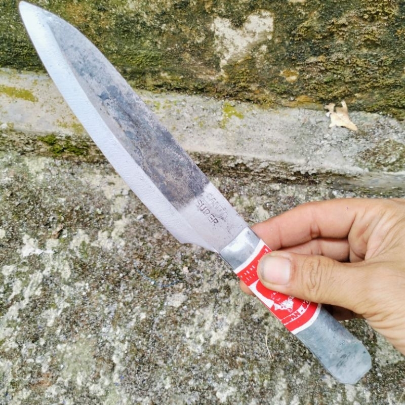 Jual pisau dapur baja asli gagang besi asli super Landep Koripan bentuk ...