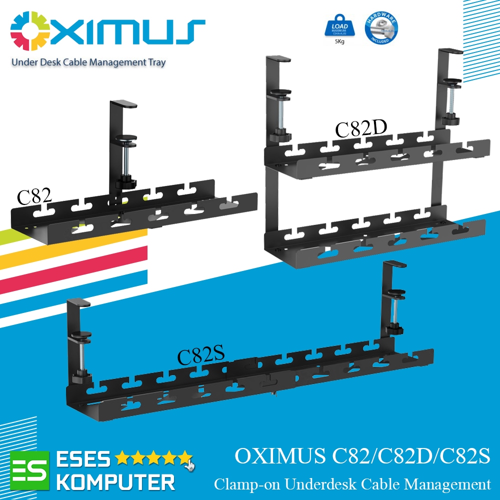 Jual Oximus C82 C82D C82S Clamp-on Underdesk Cable Management Tray ...
