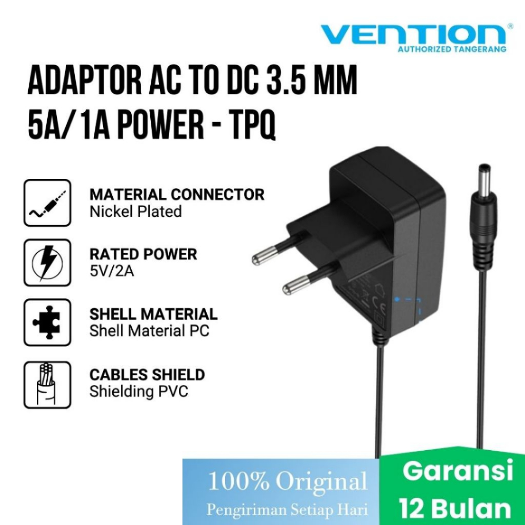 Jual Vention Adaptor ACDC 5V/1A Power Supply Adapter AC to DC 3.5mm ...