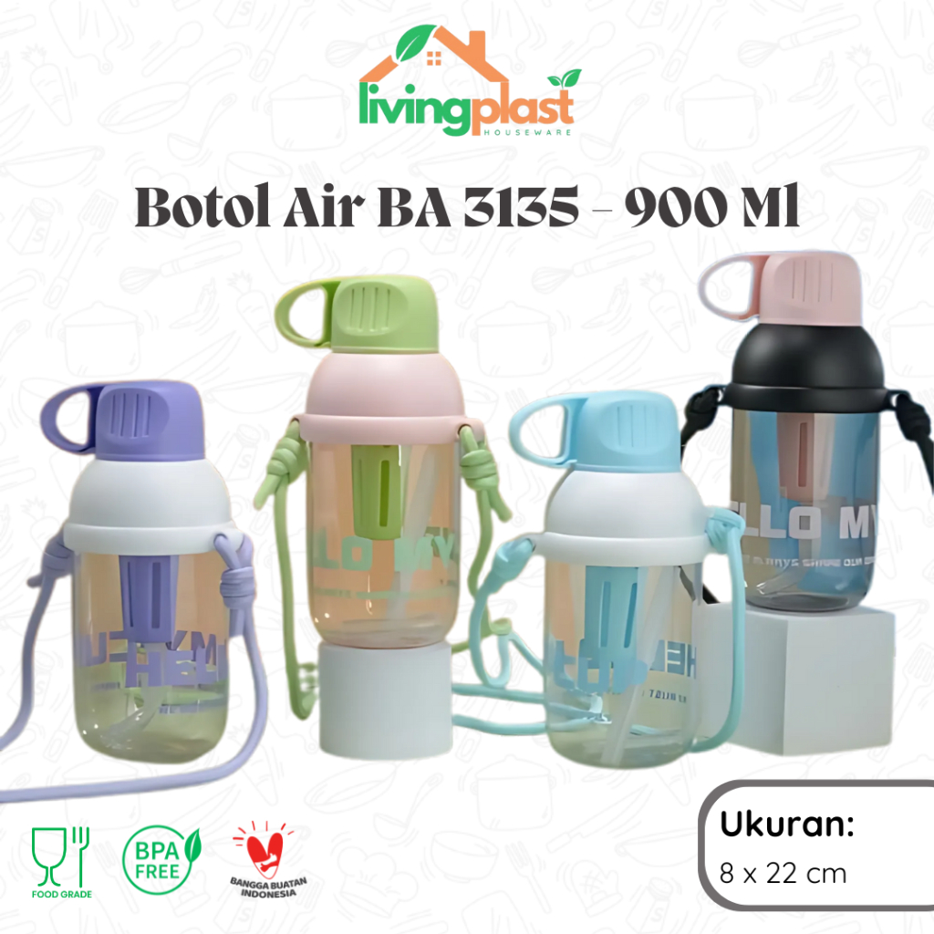 Jual Botol Air BA 3135 900Ml / Botol Air Anak Sekolah / Botol Plastik ...