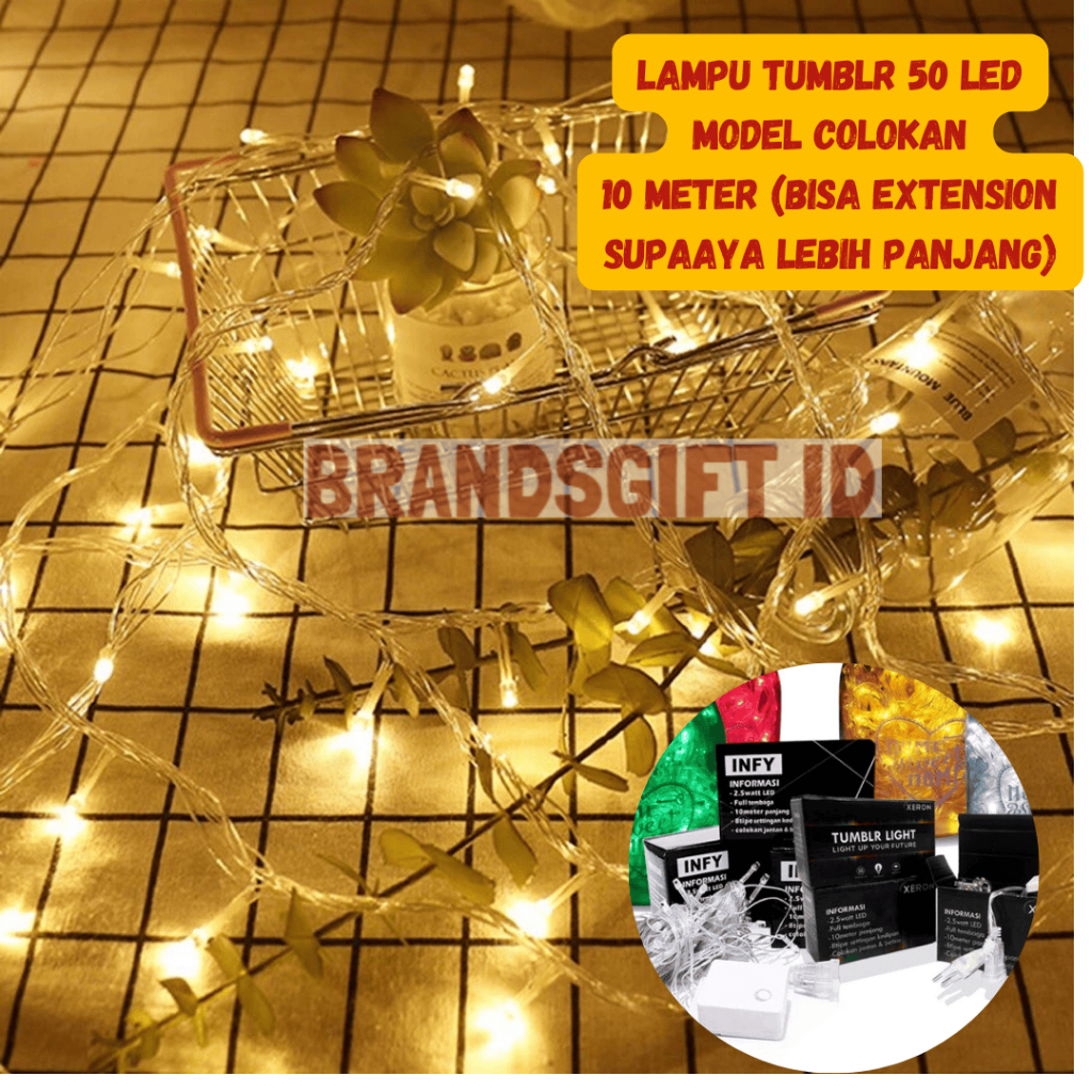 Jual NEW 10 Meter Lampu Waterproof TUMBLR 50 LED (Model Colokan) + BOX ...