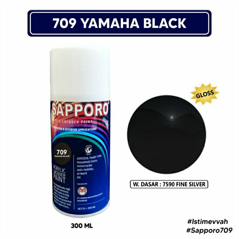 Jual #MAU# Cat Semprot Sapporo 709 Yamaha Black 300ml Candy Tone Hitam ...