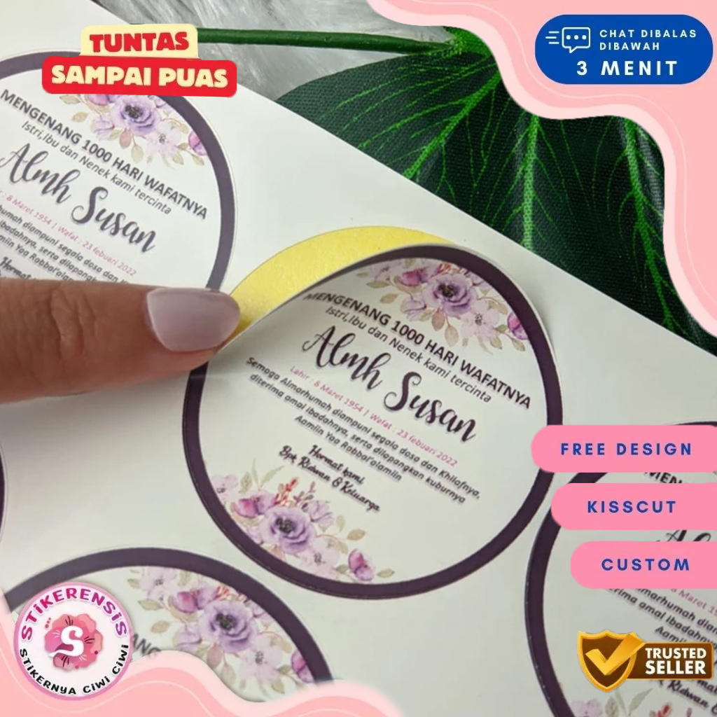 Jual 5-8 Stiker Tahlil Haul Pengajian Mengenang Wafatnya 40 100 1000 ...